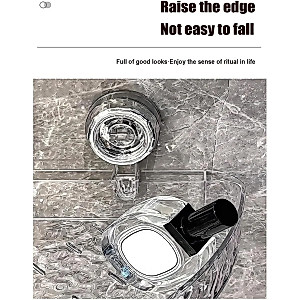 LGQY Raidley No Drill Clear Wall Caddy, Drill-Free Removable Multi Triangle Storage,2024 new light luxury style glacier pattern suction cup shelf (Clear-B)