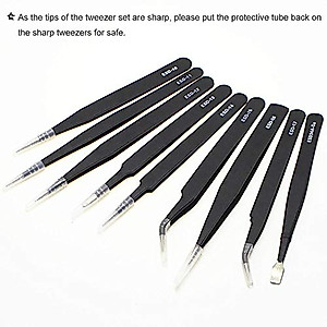 ESD Anti-Static Precision Tweezers Tools Kit Non-magnetic Stainless Steel Tweezers Set with Storage Bag by AKTOO for Electronics soldering,Phone Repair,Jewelry,Craft,Laboratory Work,9 Pcs