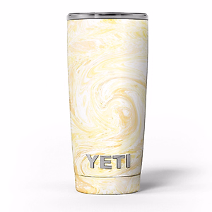 Design Skinz Yellow Slate Marble Surface V21 - Skin Decal Vinyl Wrap Kit Compatible with The Yeti Rambler Cooler Tumbler Cups