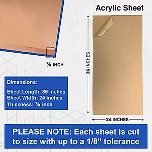Duco Clear Cast Acrylic Sheet 1/8 Inch Thick 24" X 36" - Pack of 1 (3mm) Thin, Clear Acrylic Sheet - Transparent Plexiglass Panel for DIY Crafts, Window Replacements, Signs, Displays, and More