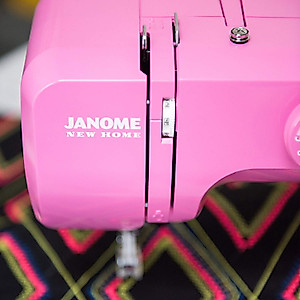 Janome Pink Sorbet Easy-to-Use Sewing Machine with Interior Metal Frame, Bobbin Diagram, Tutorial Videos, Made with Beginners in Mind!