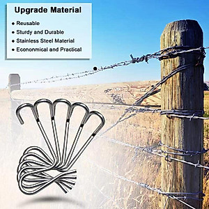 20 Pcs Fence Wire Tightener Tool with Tighteners Handle, Stainless Steel Barbed Wire Fence Tool for Tightening and Fixing Fences
