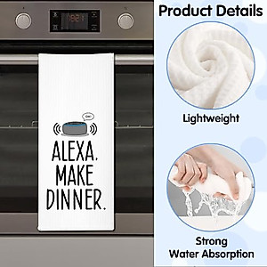 RZHV Alexa, Make Dinner Kitchen Towel, Funny Speakers Dish Towel Gift for Women Sisters Friends Mom Aunty Hostess Music Lover, Housewarming New Home, Dish Towel with Sayings