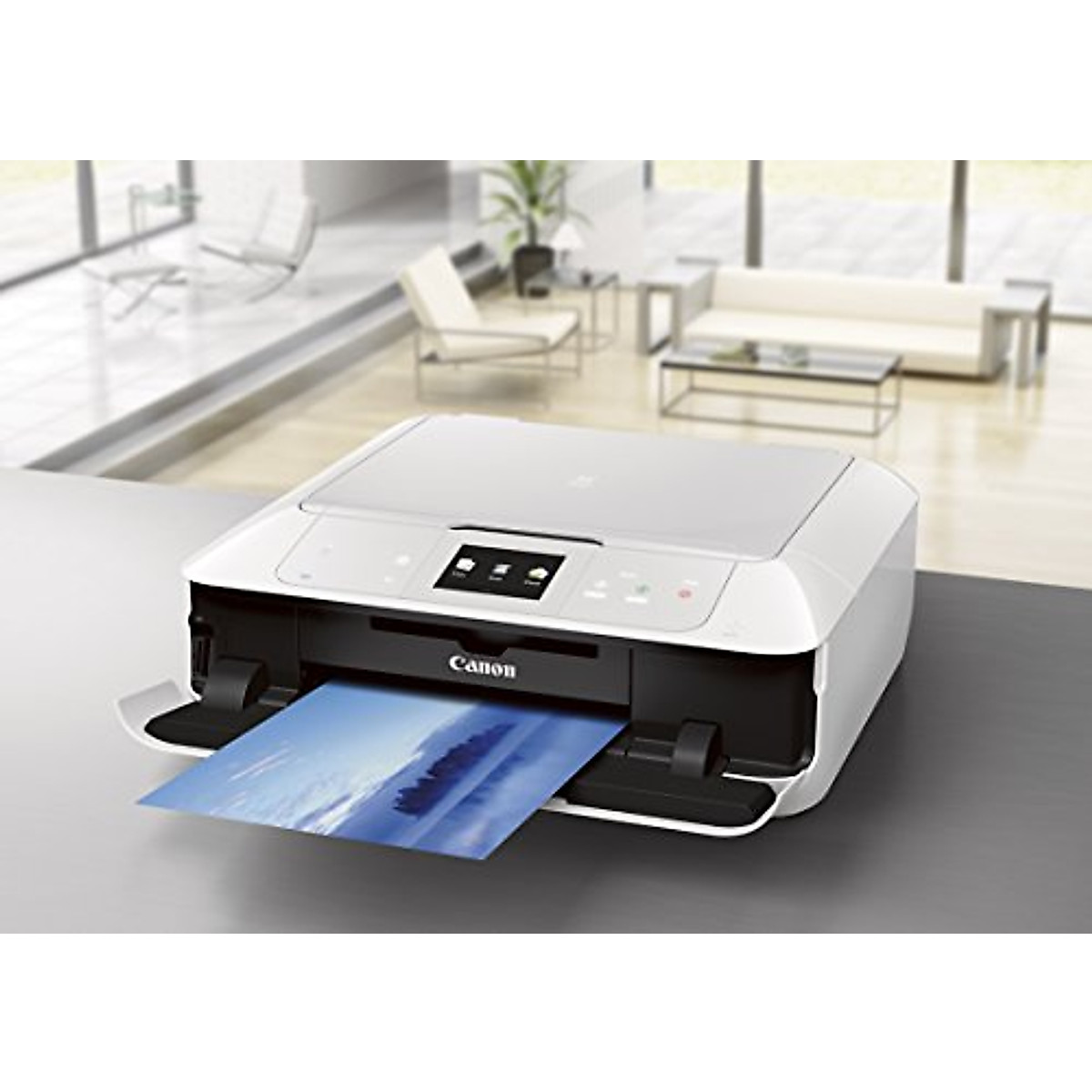 Canon MG7520 Wireless Color Cloud Printer with Scanner and Copier: Mobile, Smart Phone, Tablet Printer, and AirPrint(TM) Compatible,White, Works for Alexa