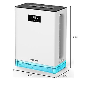 BIZEWO Dehumidifier for Home, Queit Dehumidifiers for Basement, Bathroom, Bedroom with 101 oz Water Tank, Large Room Dehumidifier with 2 Working Mode, Auto Shut Off, 7 Colors LED Light