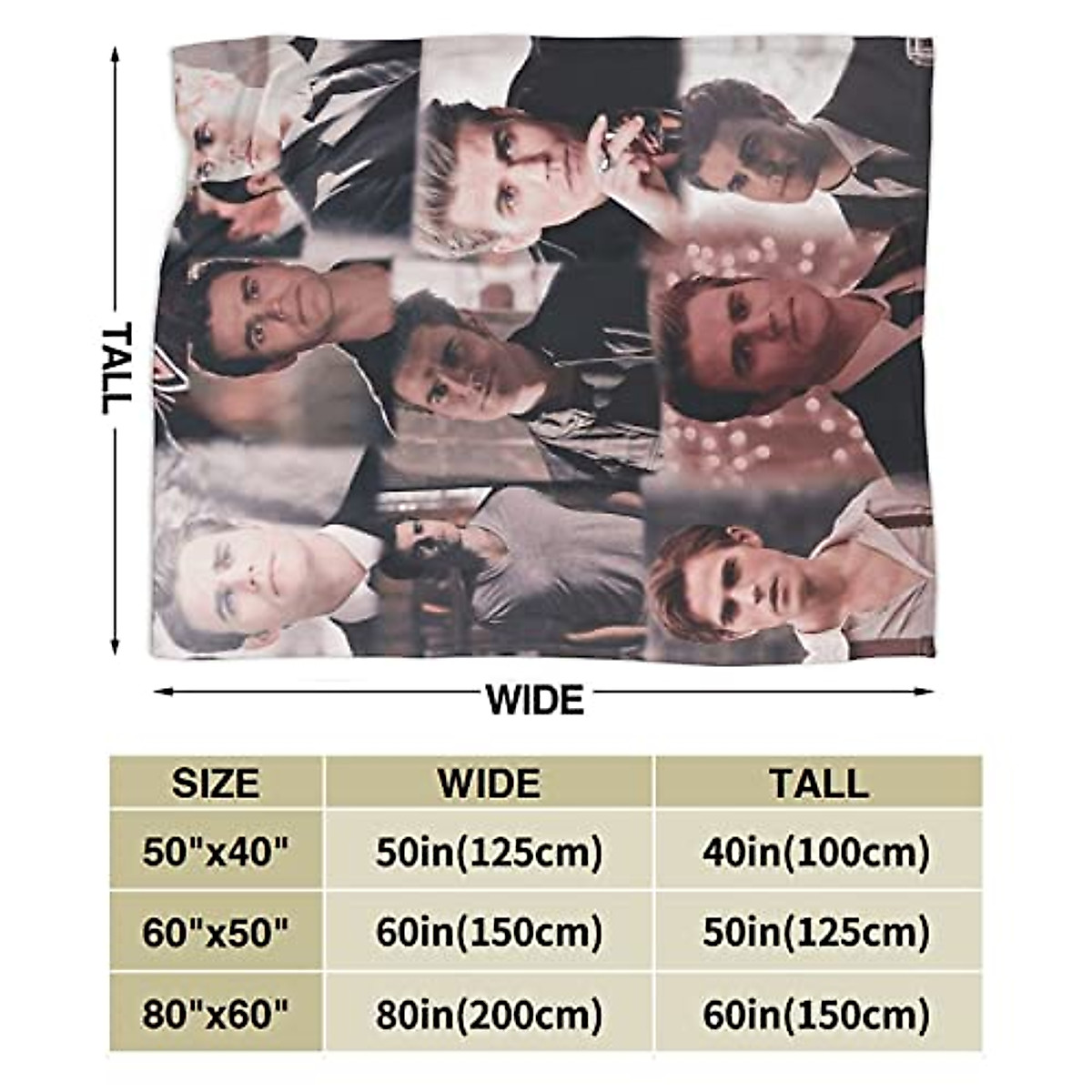 Stefan Salvatore Throw Blanket Super Soft Fleece Blanket for Couch Bed Sofa Car，Lightweight Plush Blankets for Women Men Kid Bedroom Living Rooms Office All Season 50"x40"