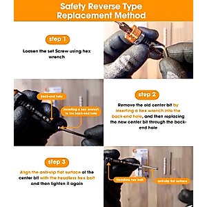 Adjustable Depth Countersink Drill Bit, Self-Adjusting Depth Control Without Wrench, Preventing Scratches Or Marks by Stopper Mounted Bearing, Tungsten Carbide Tipped Counterbore (1/8" x5/16(3x8mm))