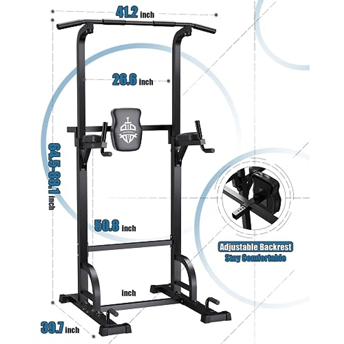 Sportsroyals Power Tower Dip Station Pull Up Bar for Home Gym Strength Training Workout Equipment, 400LBS.
