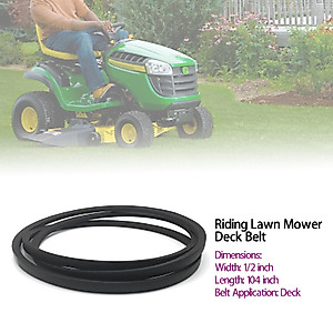 Rinlius GX20072 Mower Deck Belt (1/2" x 104") for John Deere LA105 LA115 L110 D110 L100 L130 L1742 D100 D120 D130 Riding Lawn Mower with 42 inch Deck Replaces OEM GY20570