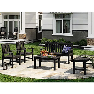 Stoog Outdoor Bench, 2-Person Garden Benches for Outdoors, All-Weather HIPS Garden Bench with 800 lbs Weight Capacity, Never Rot or Fade, for Garden, Porch, Backyard and Park, Black