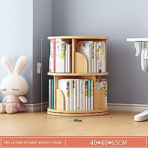 Generic 360 ° Rotating Bookshelf, Floor to Ceiling Picture Book Shelf, Simple Bookshelf, Home Storage Bookshelf, Student Storage Bookshelf, Large Capacity Bookshelf, (Two Layers of Shallow Walnut)