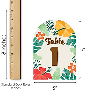 Big Dot of Happiness Tropical Luau - Hawaiian Beach Party Double-Sided 5 x 7 inches Cards - Table Numbers - 1-20