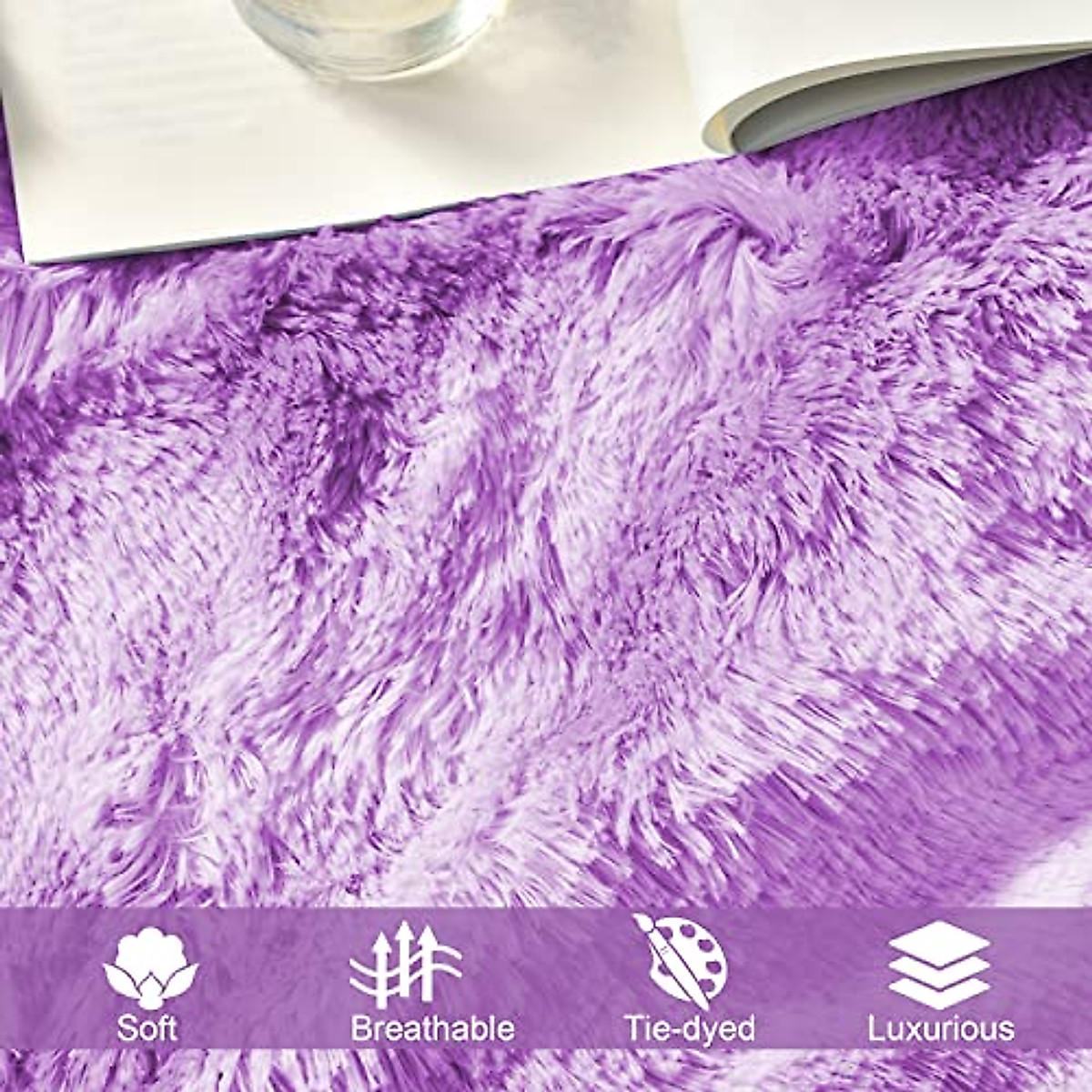 Exclusivo Mezcla Twin Size Faux Fur Bed Blanket, Super Soft Fuzzy and Plush Reversible Sherpa Fleece Blanket and Warm Blankets for Bed, Sofa, Travel, 60X80 inches, Purple