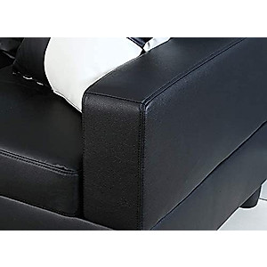 ERYE Faux Leather Corner Sectional Sofa Couch with Chaise and Storage Ottoman, L-Shaped Upholstered Sofa&Couch W/ 2 Pillows for Home Office Apartment Living Room Furniture Sets