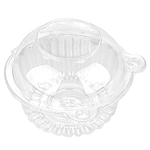 i-CHONY Individual Cupcake Container - 100pcs Cupcake Holder Plastic Disposable Clear Dome Single Cupcake Carrier Holder Muffin Individual Small Container Cases Box Cups