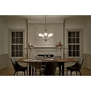 Kichler Dover 23" 5 Light Chandelier with Etched Seeded Glass in Brushed Nickel