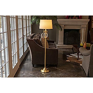 Décor Therapy PL4335 Dalila Floor Lamp, Polished Brass, Clear Glass
