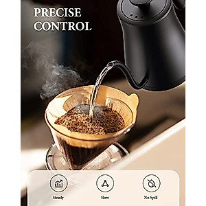 Ulalov Gooseneck Electric Kettle, 0.9L Fast Boiling Hot Water Kettle, Stainless Steel Electric Tea Kettle, 1200W Pour Over Kettle for Coffee&Tea, Leak-Proof, Auto Shutoff, Anti-dry