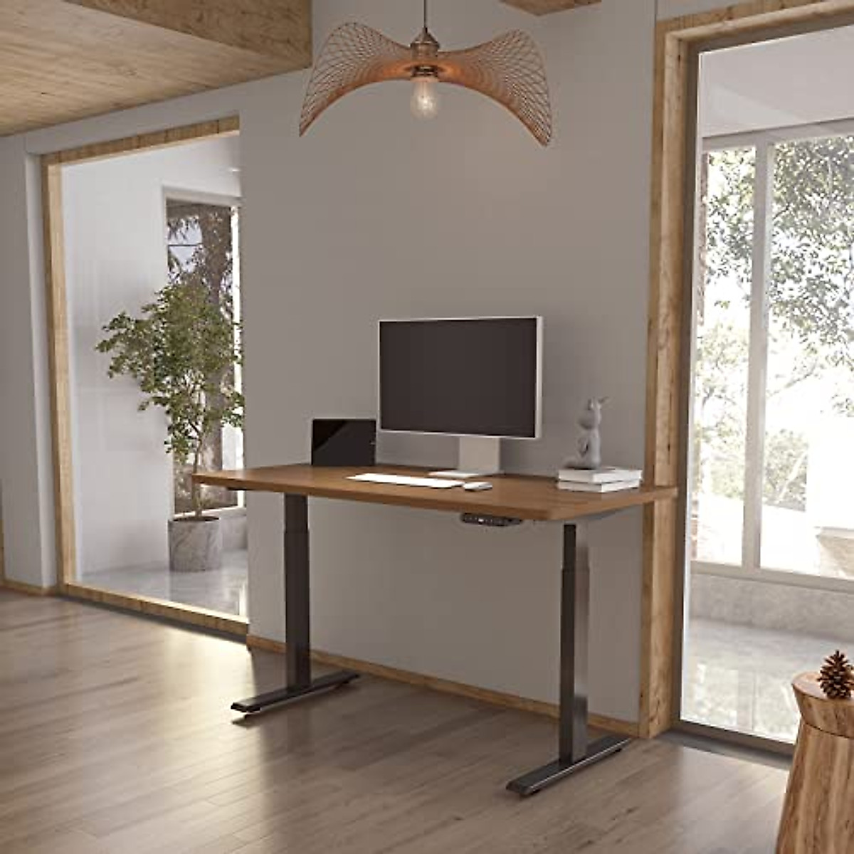 AITERMINAL Dual Motor Standing Desk Frame, Electric Adjustable Standing Desk Legs for Office Home (Black Frame + Motors + Control Panel)