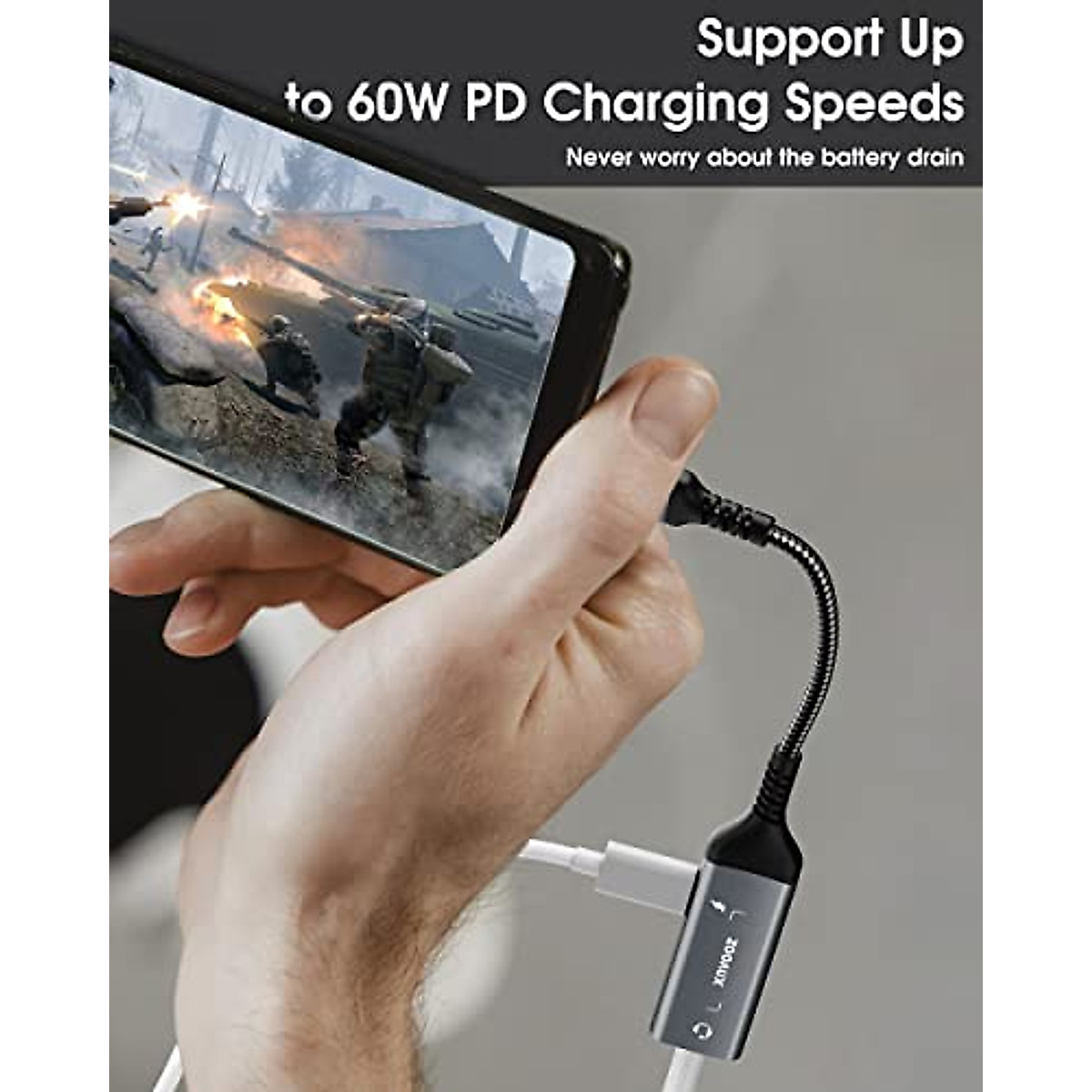 ZOOAUX [New Version] USB Type C to 3.5mm Audio Adapter and Charger,2 in 1 USB C to Aux Audio Jack Splitter Hi-Res DAC and Fast Charging Dongle for Galaxy S22/S21/S20 Note 20,iPad Pro,Pixel 3/4 XL