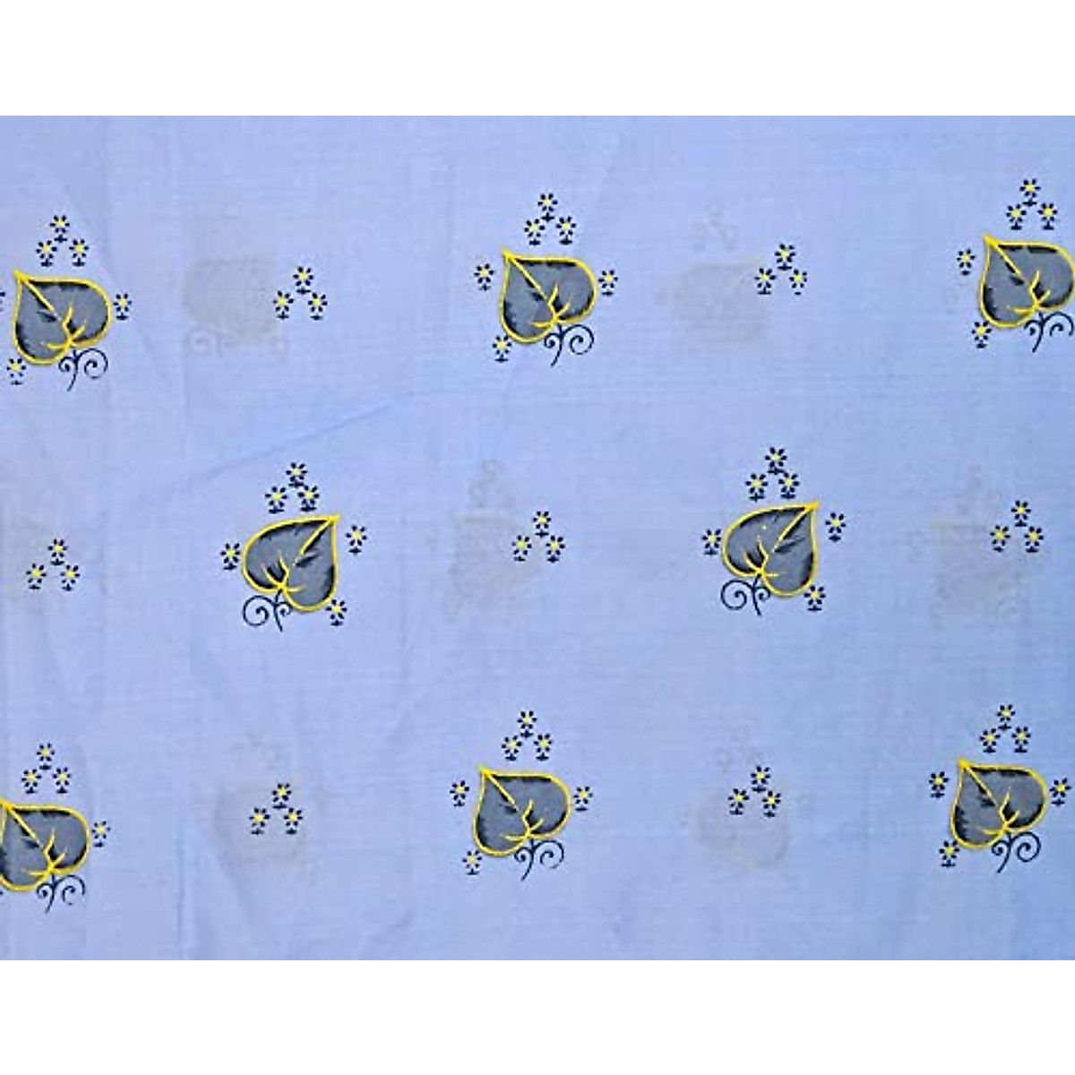 Peegli Indian Vintage Blue Silk Blend DIY Fabric Casual Dress Material Printed Textile