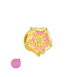 CHOW SANG SANG 999 24K Solid Gold Mini Charm Tudor Rose Charme Mini Bracelet for Women 93020C (Gold, 19 CM)