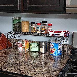 Expandable Scroll Metal 1 shelve,Over The Sink Shelf - Black