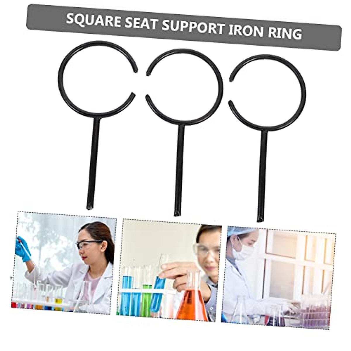 ULTECHNOVO 3pcs Experimental Instrument Accessories Lab Support Rings Metal Brackets Stainless Steel Lab Closed Ring Flask clamp Trumpet Accessories Labs Iron Ring Test Tube clamp Large