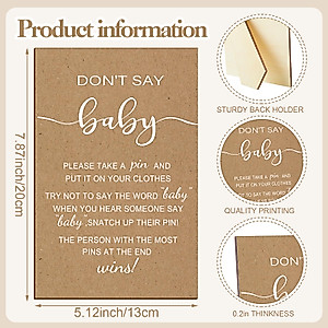 Patelai 321 Pcs Baby Shower Games Supplies, 5 Sets (50 Cards Each) Activities Cards with 20 Pencils 1 Don't Say Baby Sign 50 Clothespin(Kraft Style)