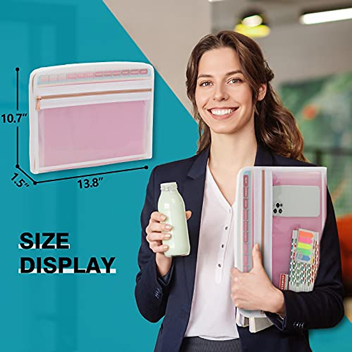 H4D Pink Expandable File Organizer - 13 Pockets for Documents