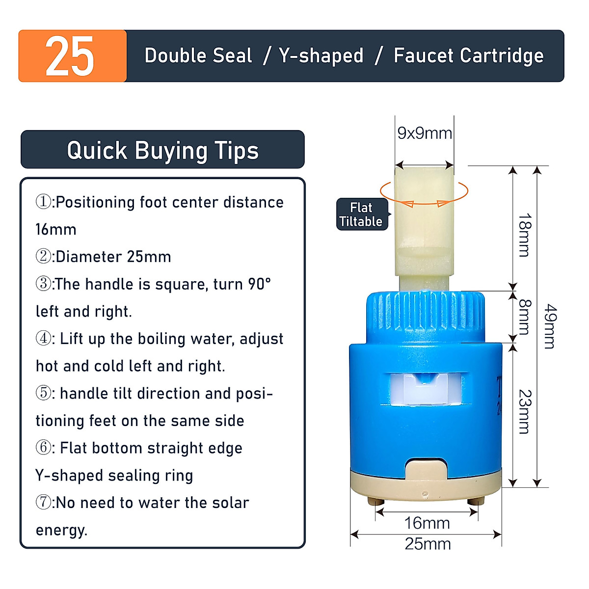 25mm ceramic faucet cartridge, Aimcertrigde 25mm Faucet Cartridge Ceramic Disc Cartridge Replacement for Single Handle Kitchen Basin and Shower Faucets