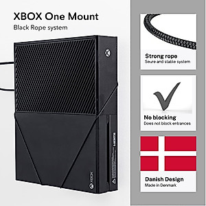 Xbox One Original Wall Mount Solution by FLOATING GRIP - Mounting Kit for Game Consoles - Effective Ventilation, Easy-to-Install System (Bundle: Fits Xbox One Original + 2X Controllers, Black)