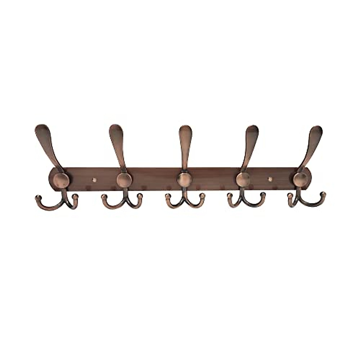 FairyCity Coat Rack Wall Mounted, Metal Heavy Duty Coat Hooks Rail,5 Tri Hooks Wall Coat Hanger Rack for Bedroom,Bathroom Dorm Hanging Towel Clothes Hat Jacket etc (Bronze-2 Pack)