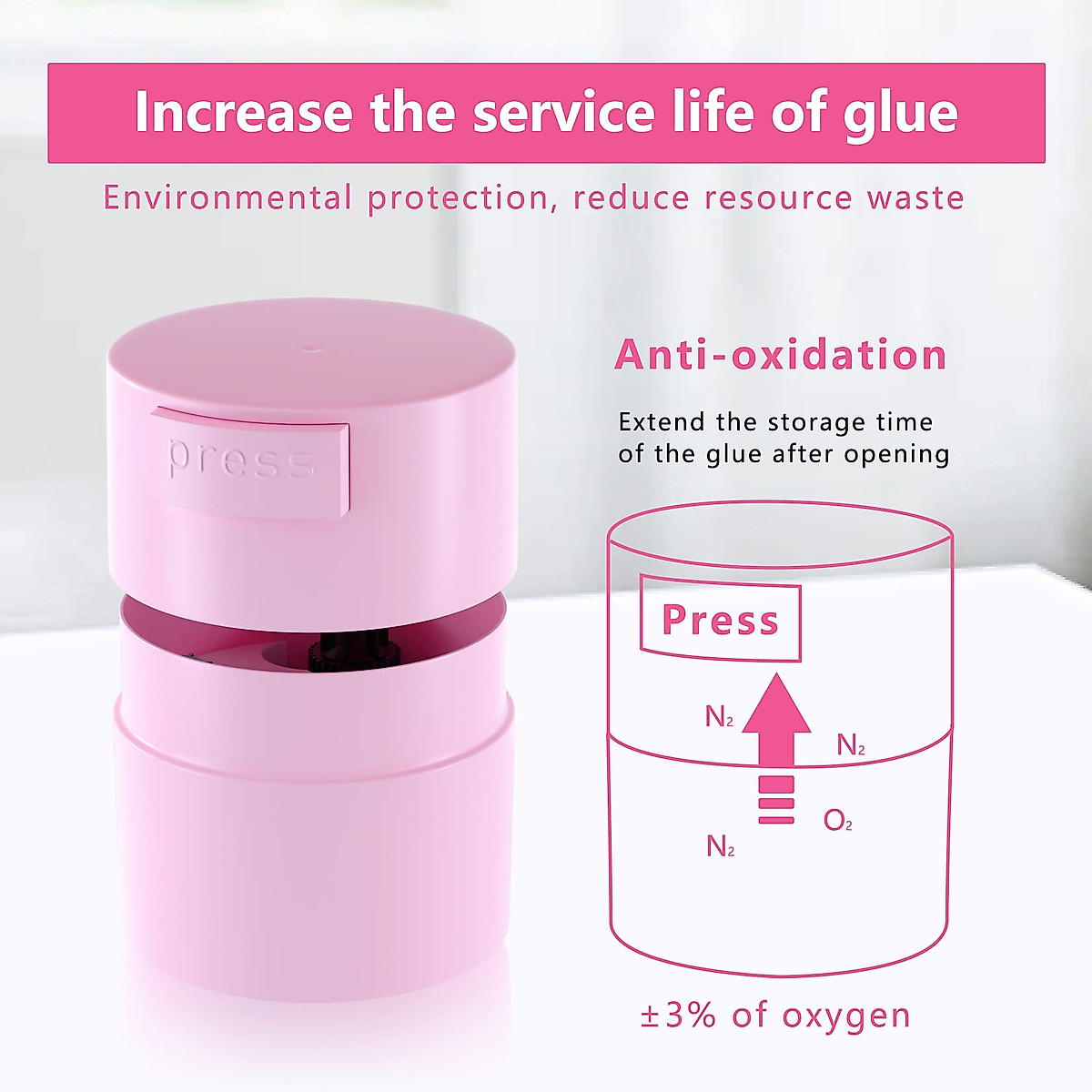 Buqikma Eyelash Glue Storage Container, Pink Sealing Extension Eyelash Glue Jar Storage Tank with Bottom Sealed Adhesive Stand Activated Storage for Eyelash Extension (Pink)