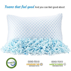 Clara Clark Cooling Pillows for Sleeping - Memory Foam Pillows - Luxury Gel Pillow with Reversible Cover Cool to Velvety - Breathable Bed Pillows for Side Sleepers - King - 18 x 36-2 Pack