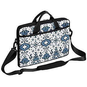 Vintage Ethnic Pattern Laptop Computer Bag Waterproof Shoulder Messenger Bag 13-15 inch Durable Laptop Tote Bag with Shoulder Strap Handle Lightweight Crossbody Briefcase