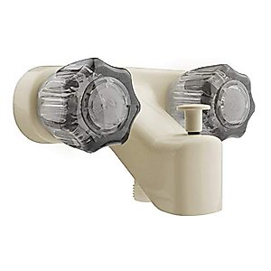 Dura Faucet DF-SA110S-BQ RV Tub & Shower Faucet Valve Diverter with Smoked Acrylic Knobs (Bisque Parchment)