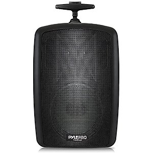 Pyle Wireless Portable PA Speaker System - 360W Bluetooth Compatible Battery Powered Rechargeable Outdoor DJ sound Speaker Microphone Set with MP3 USB SD FM Radio RCA 1/4" Mic In Wheels PPHP8MBA,Black