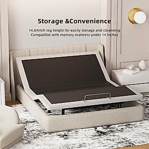 Yireehome Electric Queen Adjustable Bed Frame with Wireless Remote, Head Foot Incline, USB, Underbed Light - Heavy Duty Platform, Easy Assembly, Zero Gravity - Bedframe Basic with Quiet Motor