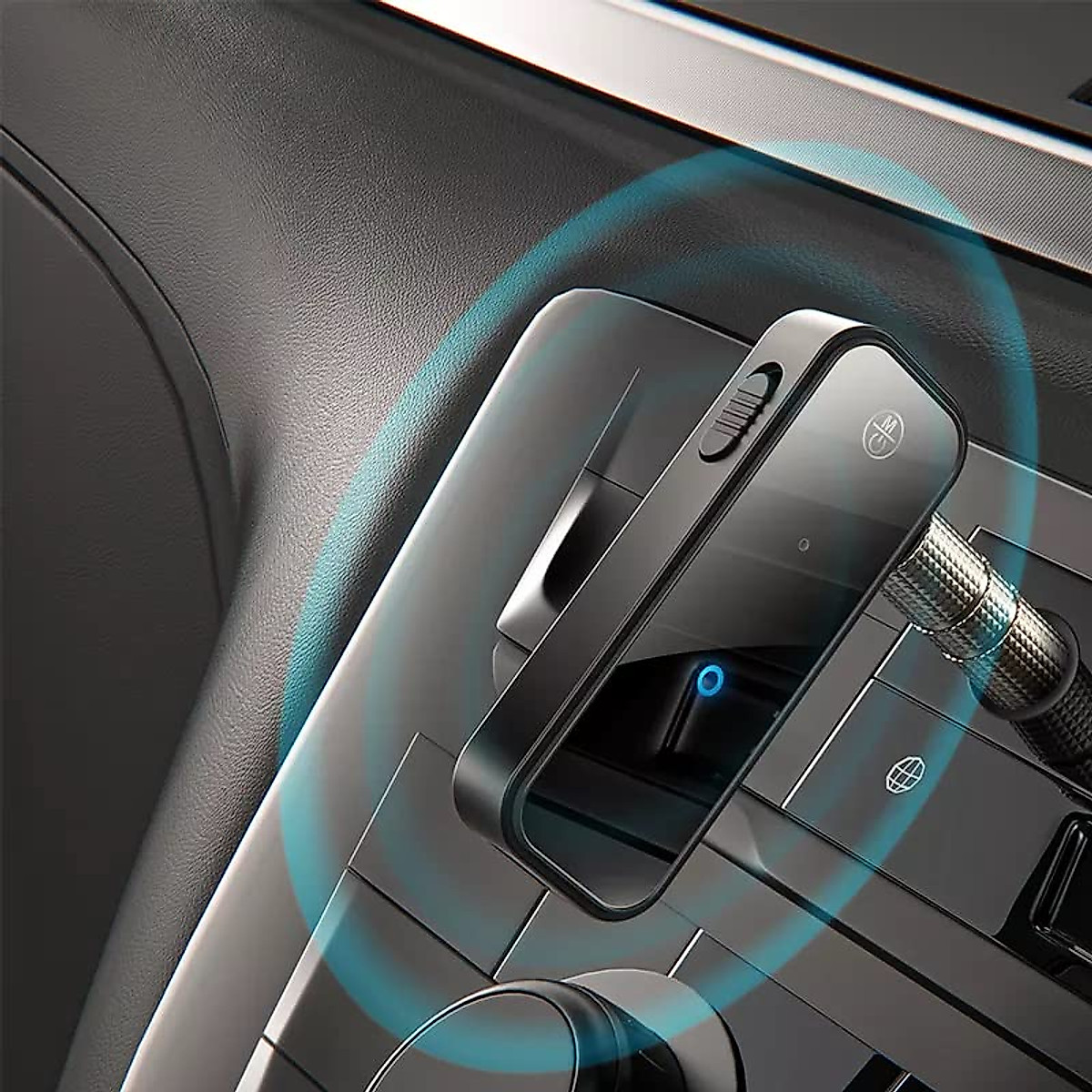 SAETTA Bluetooth 5.0 Receiver & Transmitter, Noise Cancelling Adapter, 3.5mm Jack Aux Dongle, Handsfree for Cars, TV, Home, Airplaine, Boat, Headphones, Gaming, Projector (Black)