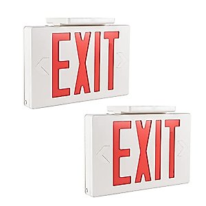 Gruenlich LED Emergency EXIT Sign with Double Face and Back Up Batteries- US Standard Red Letter Exit Lighting, UL 924 Qualified, 120-277 Voltage, 2-Pack
