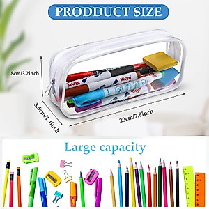 Cindeer 12 Pcs Clear PVC Pencil Bags with Zipper Pencil Pouch Clear Pencil Box Travel Toiletries Bag Makeup Bags Large Capacity Pencil Bag for Office Stationery Travel Storage (White)