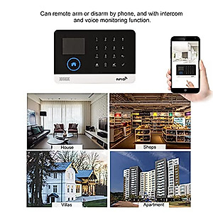 Splenssy WiFi GSM Home Alarm Security System, 2.4in LCD Wireless DIY Smart Home Burglar Security Alarm System 10 Piece Kit, Compatible with Alexa Google Home Voice Control