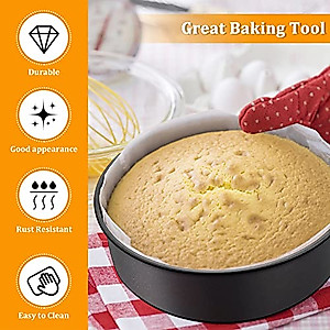 P&P CHEF 8 Inch Round Cake Pan Set of 2, Non-Stick Cake Baking Pans for Birthday Wedding Layer Cakes, Stainless Steel Core & Leak Proof, Sturdy & Healthy, Black