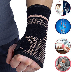 Fansipro 1 Pair Wrist Hand Brace Carpal Tunnel Support Splint Fit Arthritis Sprain Pain, 22-25 CM, Black