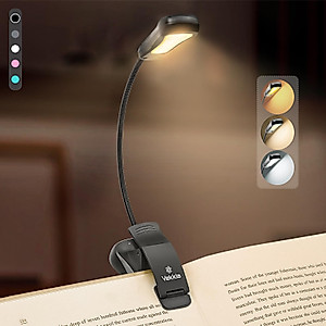 Vekkia/LuminoLite Rechargeable Book Light, Reading Lights for Books in Bed, 3 Colortemperature × 3 Brightness, Clip on Book, Up to 70 Hours Lighting, Great for Readers, Travel (Black)