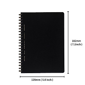Kokuyo. Soft Ring Notebook Business, 5mm Grid 70 Sheets Black (B6) - 3 Pack
