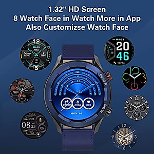 BRIBEJAT BT2 Pro Smart Watch for Men Compatible with Samsung iPhone Android Phones (Dial/Answer Calls) Built-in Music Player, Voice Assistant, Real-time Heart Rate & Sleep Monitor, Blue and Gray