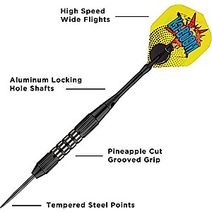 Viper Comix Steel Tip Darts: Ka-BOOM (Black), 22 Grams