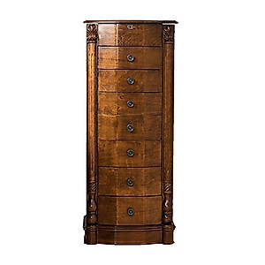 Hives and Honey Annette Standing Jewelry Armoire, Locking Jewelry Cabinet, 7 Drawers, Necklace Hooks, Mirror, Secure Storage, Dual-Sided Doors, Handcrafted Antique Finish, Elegant Organizer, Walnut
